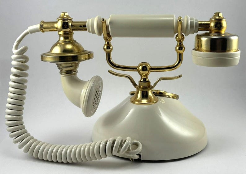 1970s Regal French Rotary Phone Ivory/cream Gold/brass Cameo Decorative ...