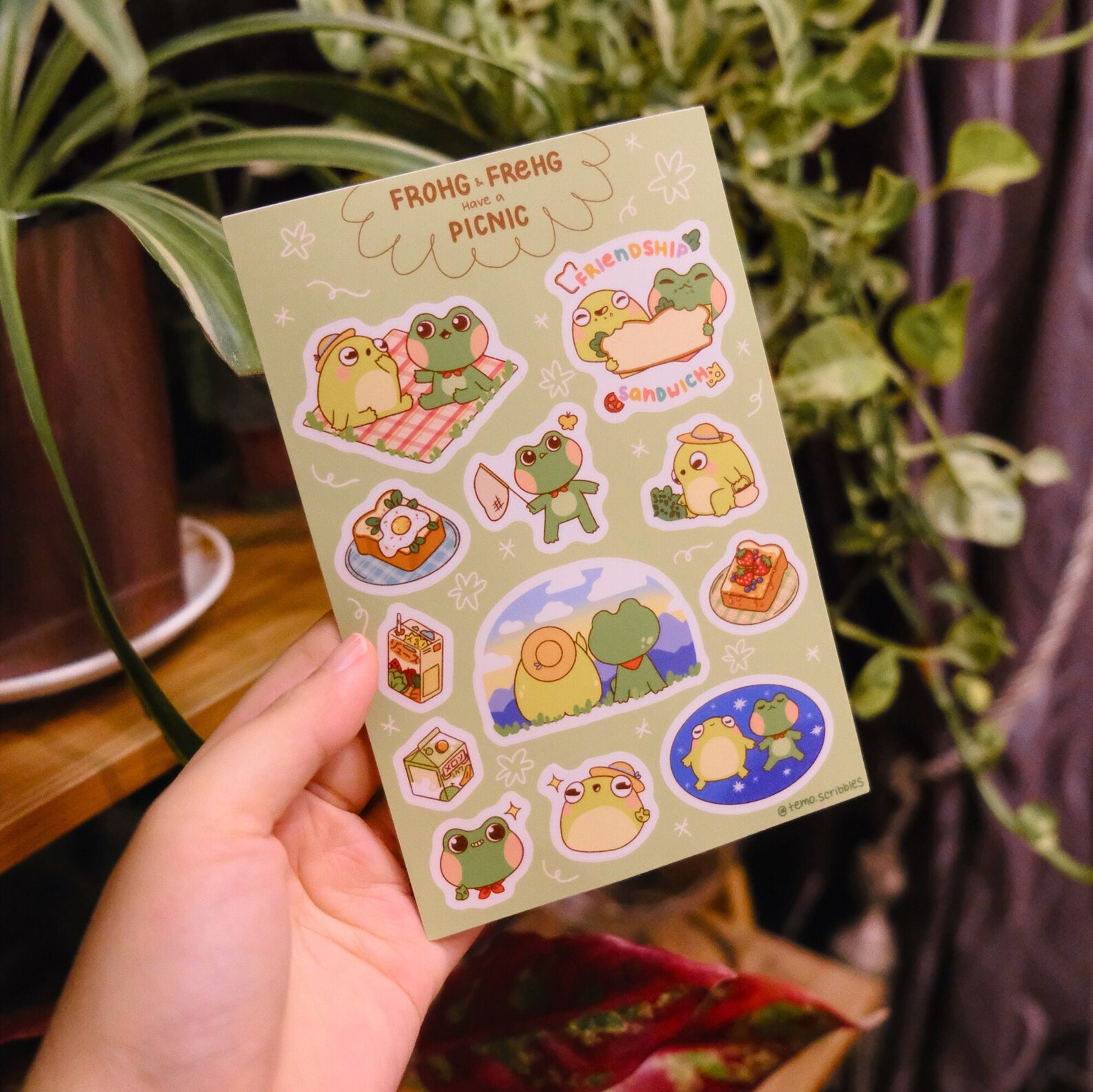 Picnic Frogs Matte Sticker Sheet, Cute Cottage Core, Cute Animal ...