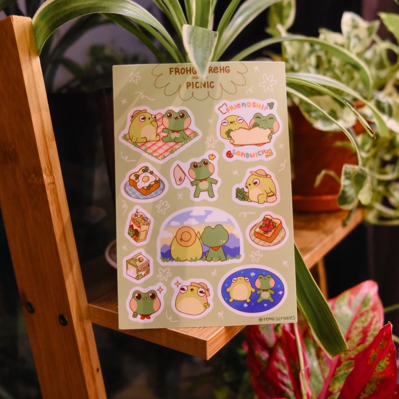 Picnic Frogs Matte Sticker Sheet, Cute Cottage Core, Cute Animal ...
