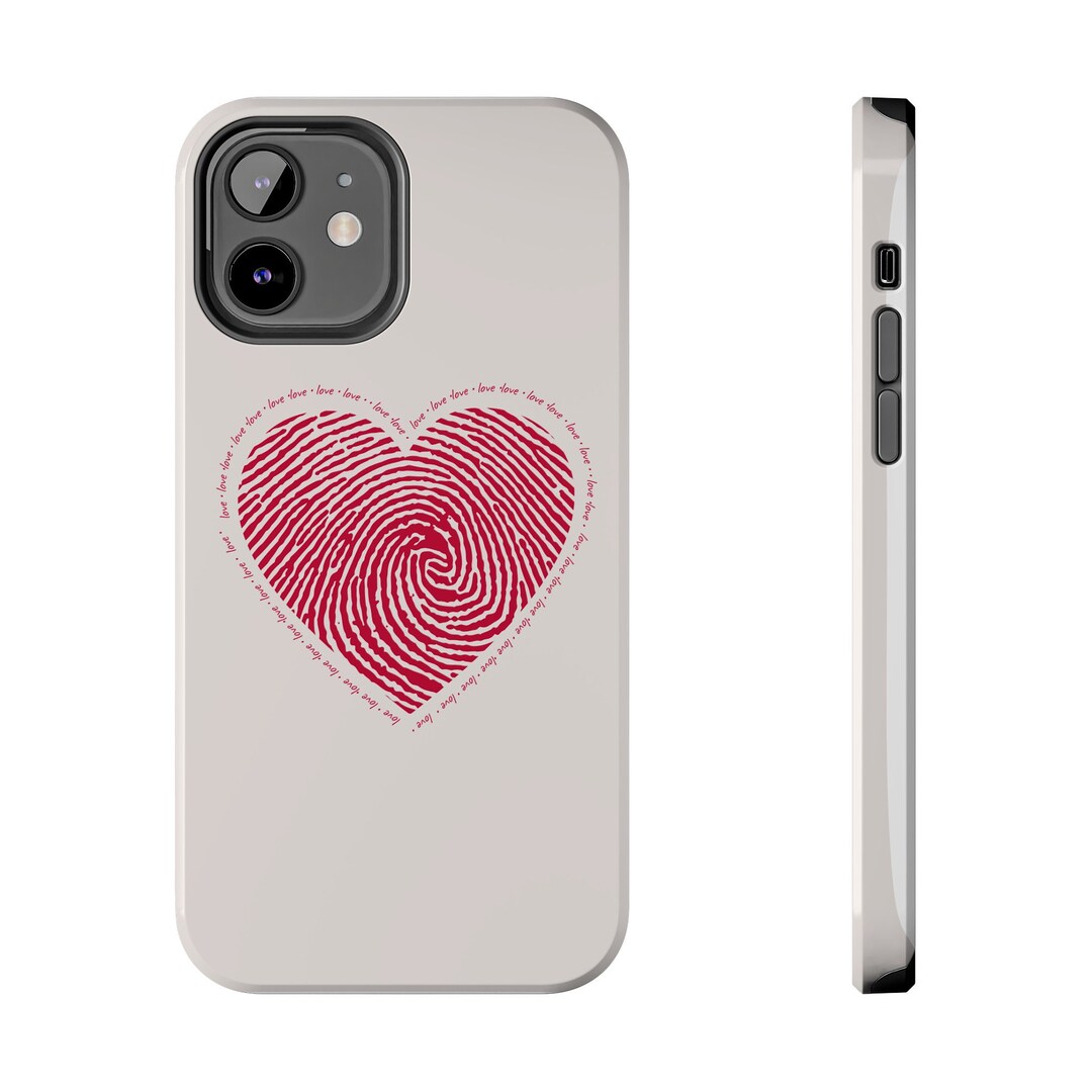 Heart Fingerprint Phone Cases, Red Heart Love, Fingerprint Protective ...