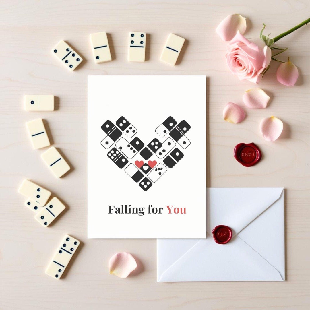 Dominoes Valentines Day Card, Falling for You, Cute Love Card, Romantic ...