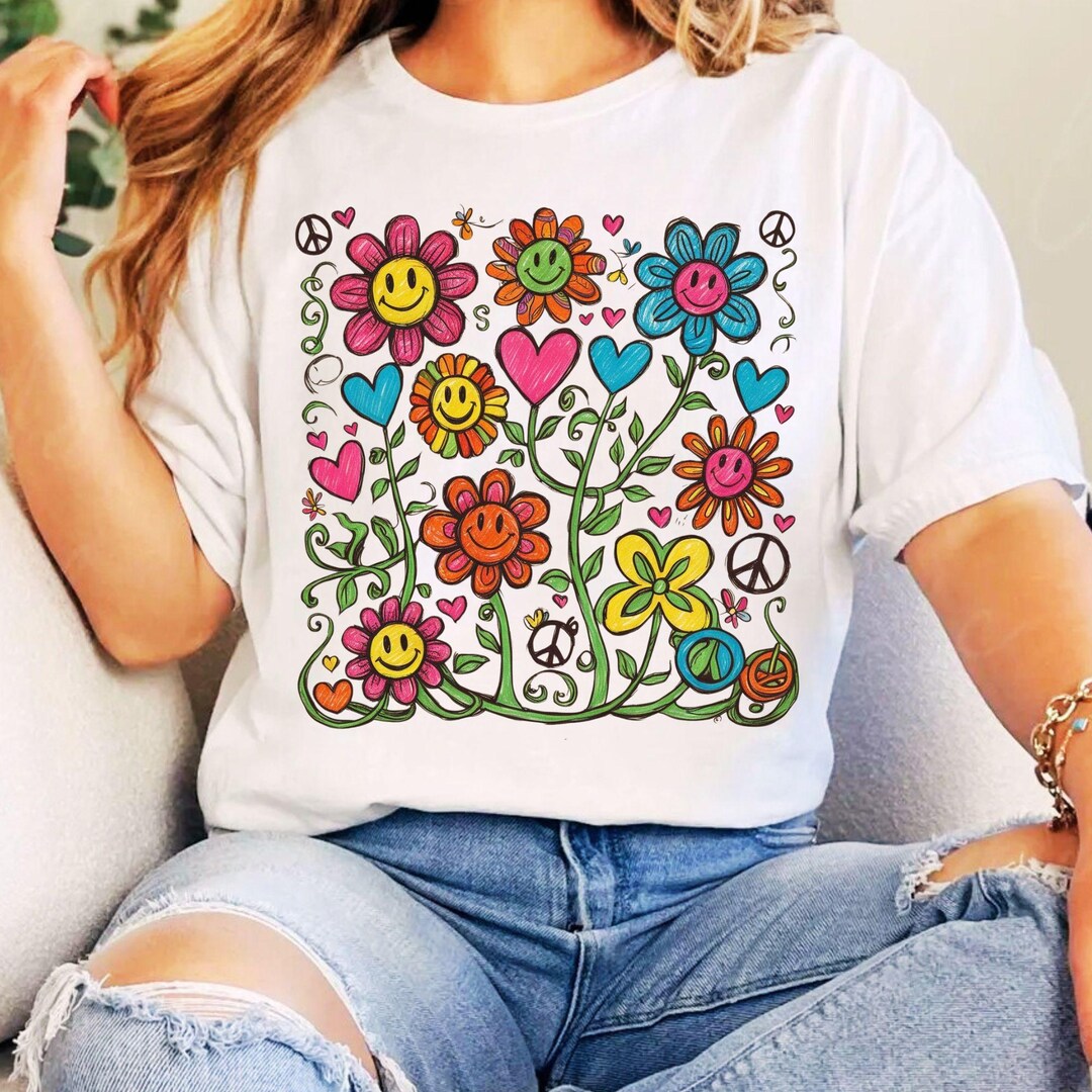 Retro Smiley Face Flower PNG: Groovy 70s Clipart (digital Download) - Etsy