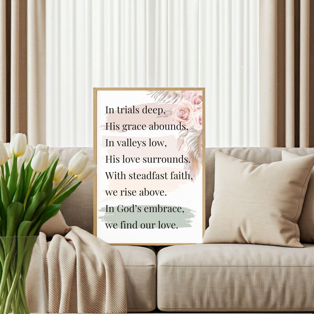 Grace Abounds Wall Art, Modern Christian Printable, Bible Verse Art ...