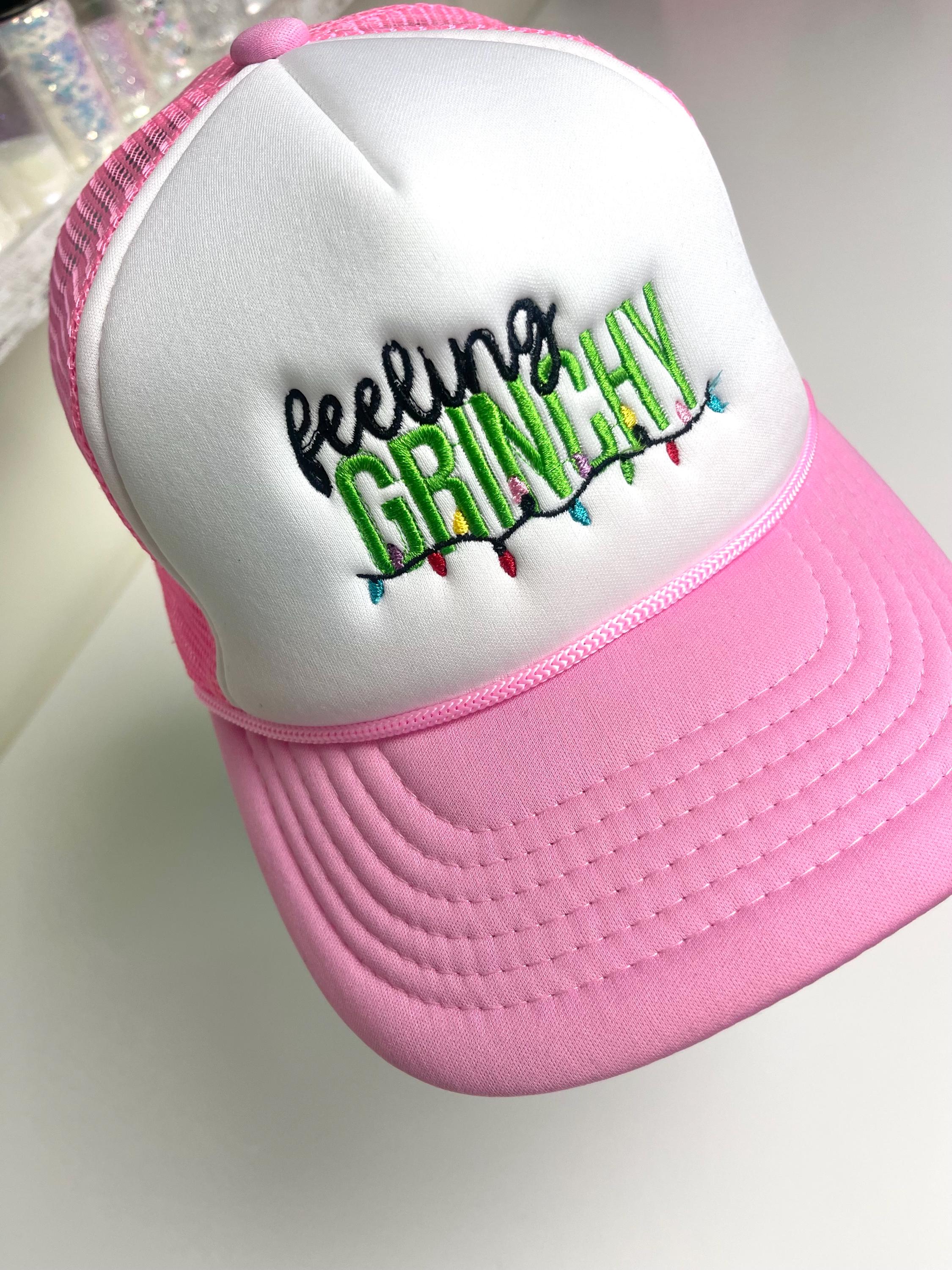 Feeling Grinchy Embroidered Trucker Hat Holiday Grinch Hat Green - Etsy