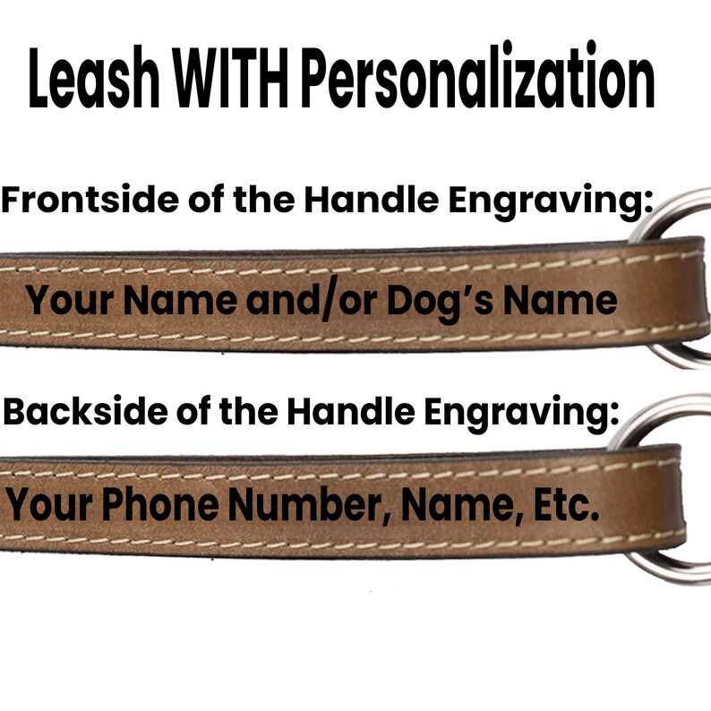 Adjustable Leather Reflective Dog Leash - FREE PERSONALIZATION - Full ...