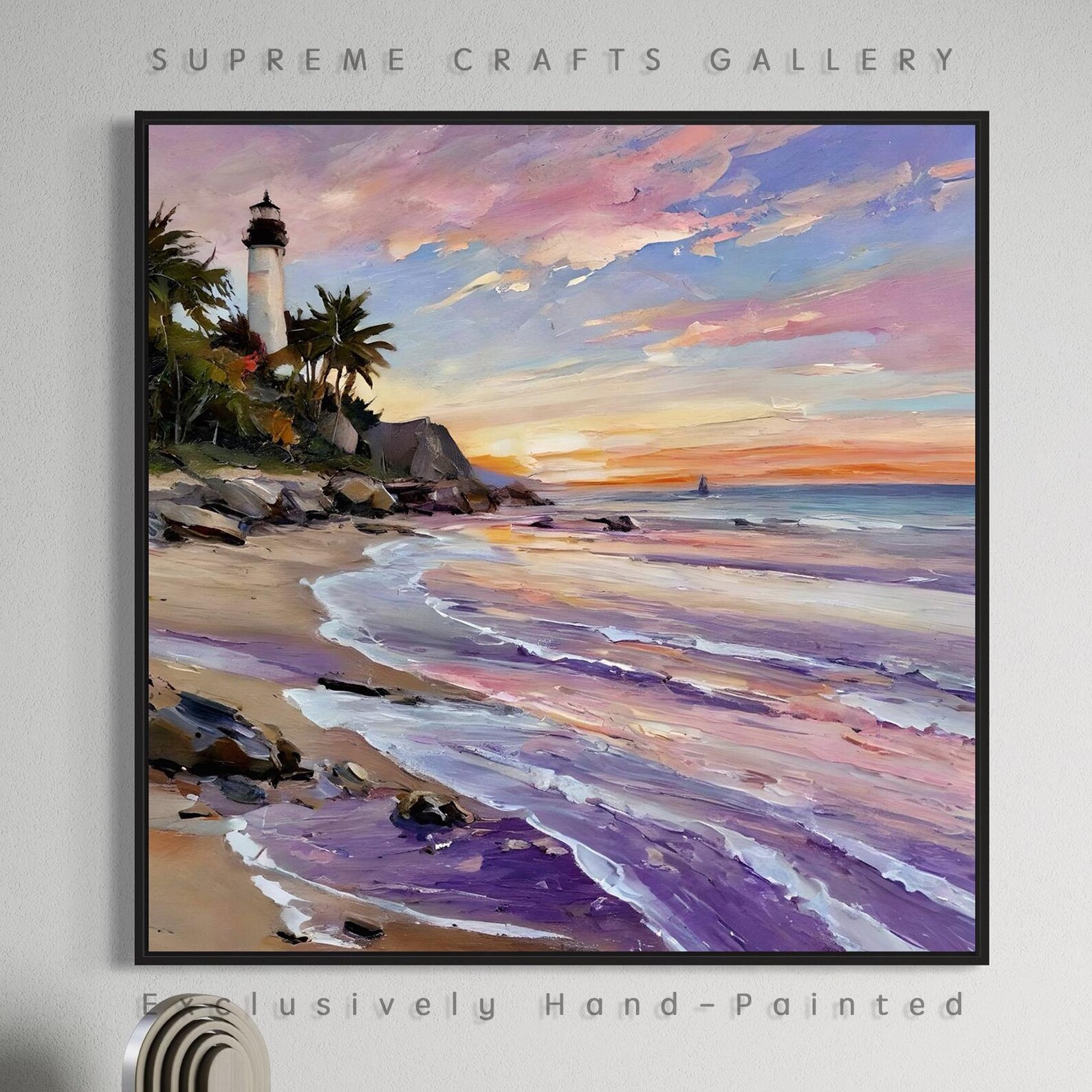 Original Glimmering Lilac Seas Oil Painting Modern Handpaint Texture ...