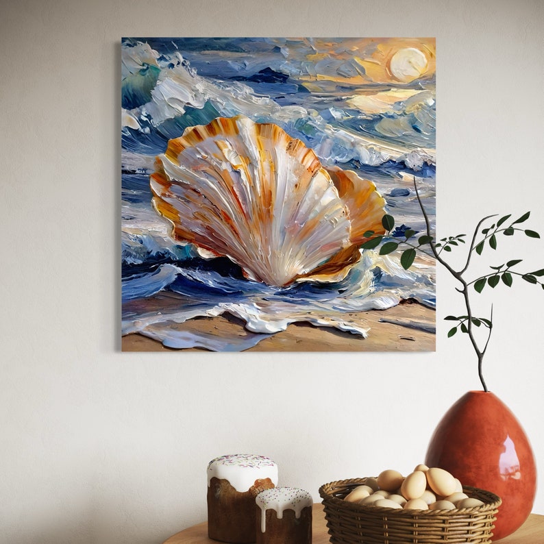 Original the Grandeur of Shells Oil Painting Modern Handpaint Texture ...