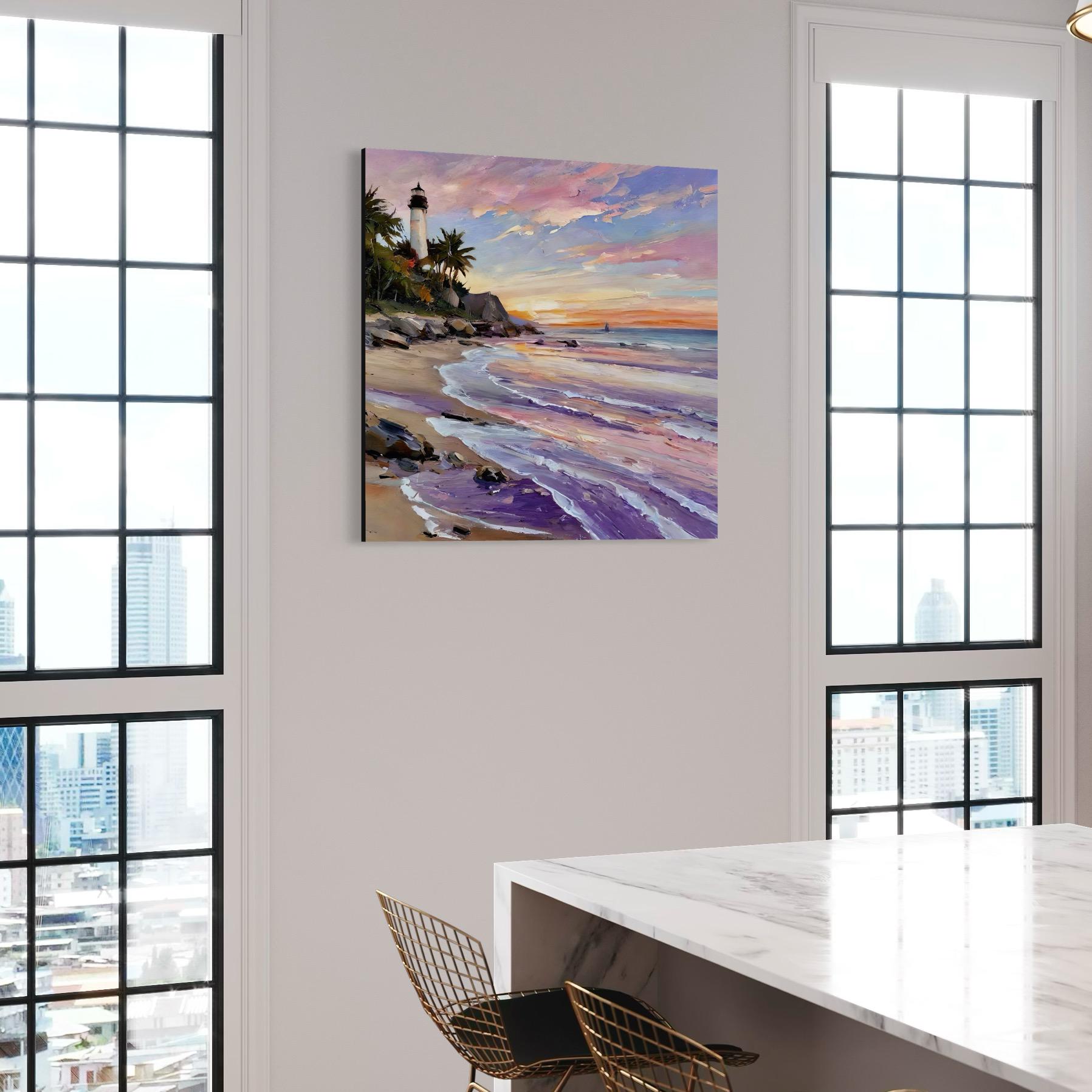 Original Glimmering Lilac Seas Oil Painting Modern Handpaint Texture ...