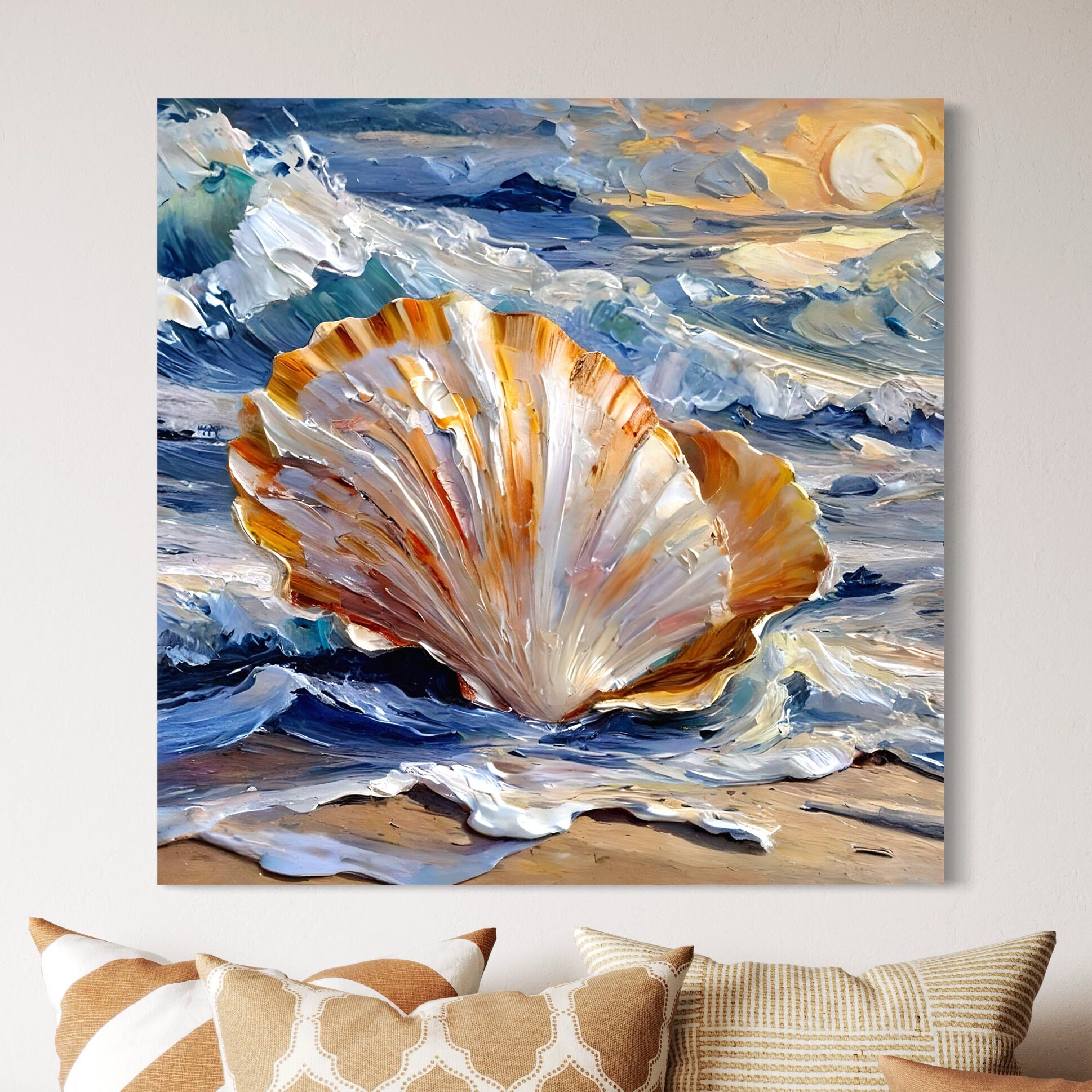 Original the Grandeur of Shells Oil Painting Modern Handpaint Texture ...