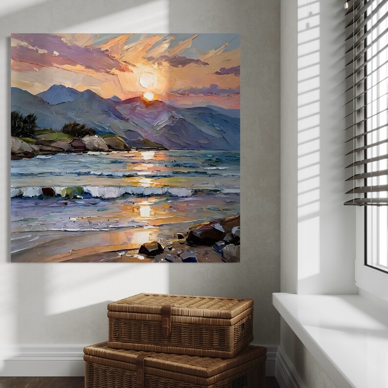 Original Aurora’s Embrace Oil Painting Modern Handpaint Texture Art ...