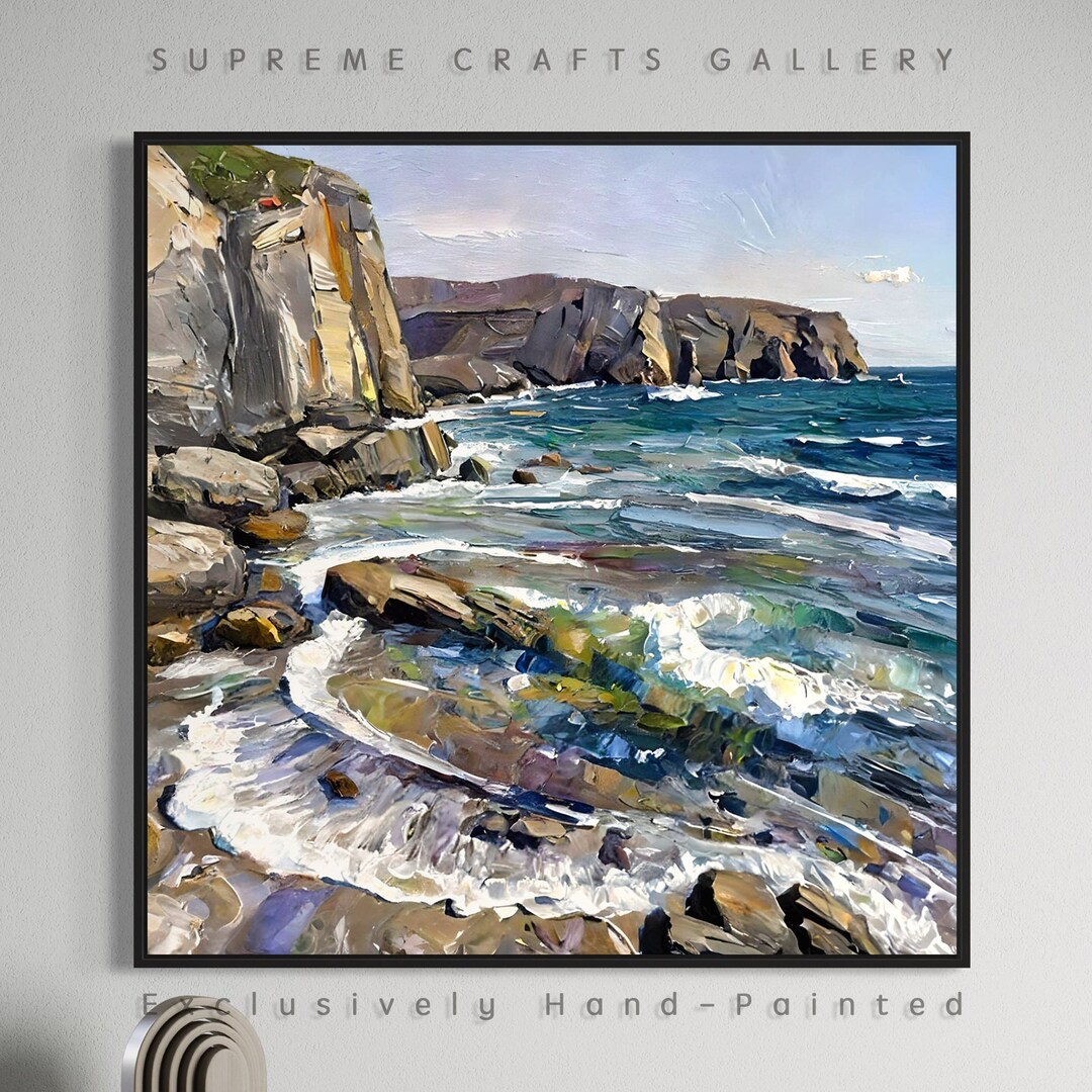 Original Ocean’s Embrace Oil Painting Modern Handpaint Texture Art ...