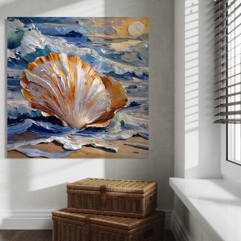 Original the Grandeur of Shells Oil Painting Modern Handpaint Texture ...