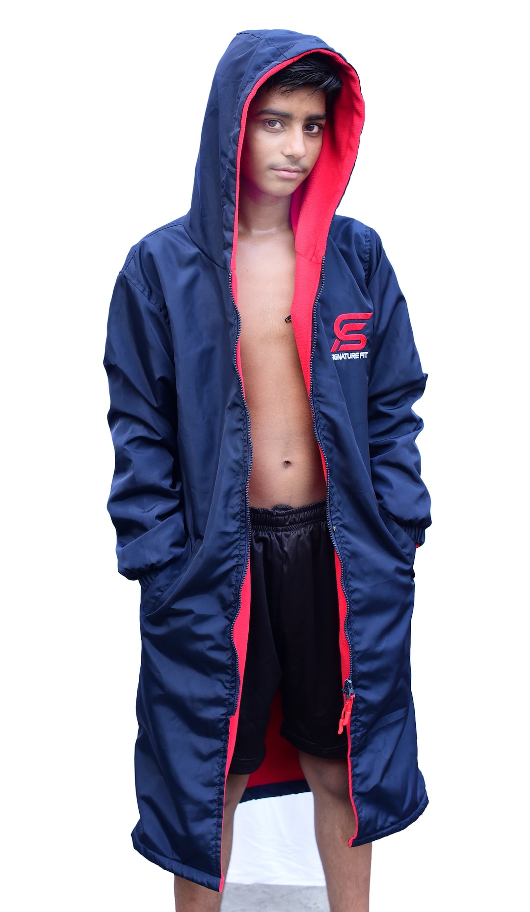 Youth Swim Parka Water-resistant Warm up Coat Youth Fleece Lining Swim ...