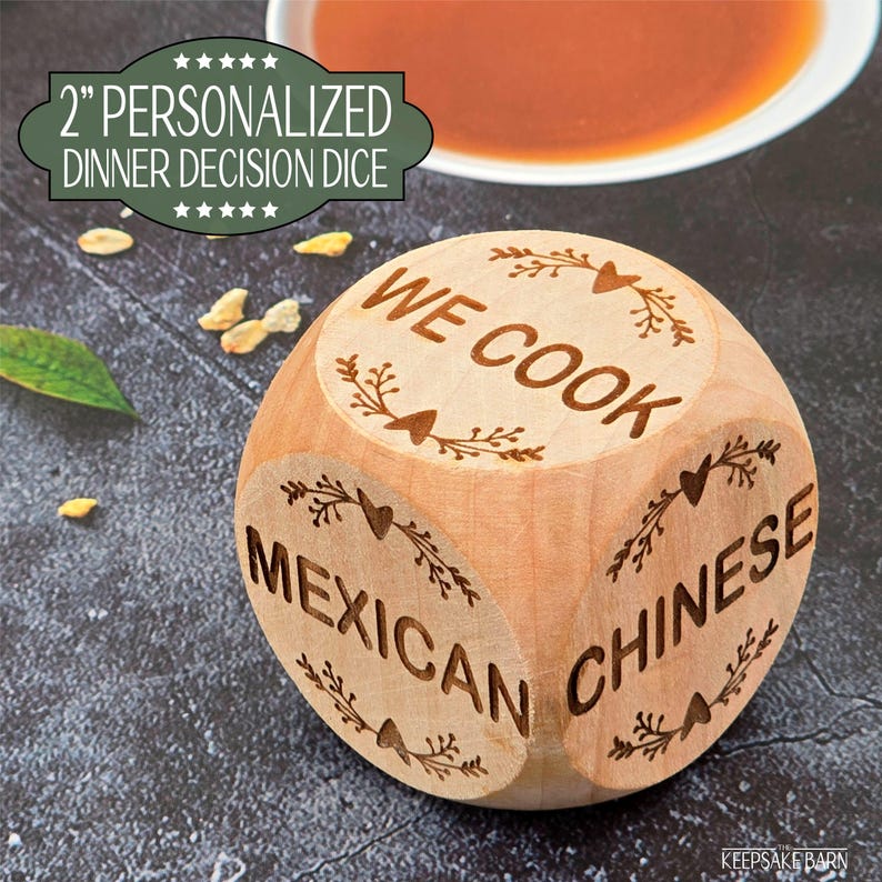 Personalized Wooden Dinner Decision Dice | Fun Couples Gift | 5 Year ...