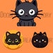 Halloween Cat Clip Art Collection -adorable Kawaii Clipart Set -pet ...