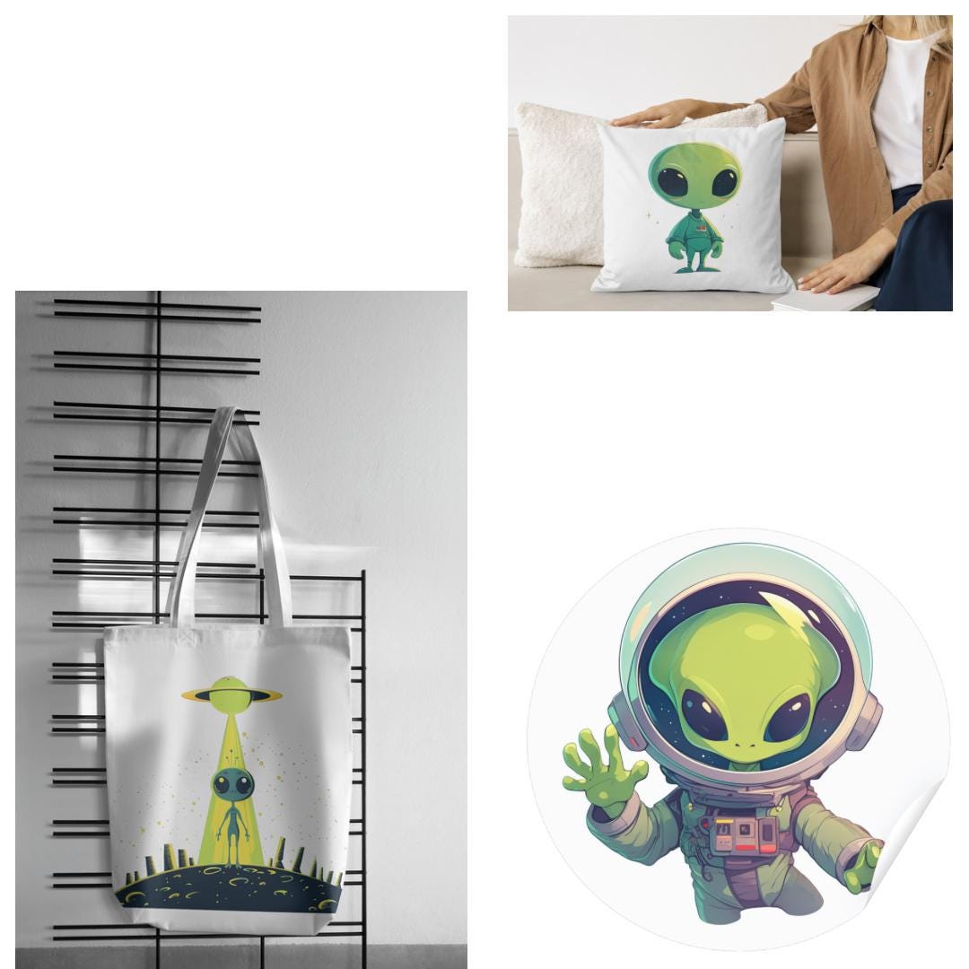 Alien Clip Art Bundle: 15 Cute Alien PNG Graphics | Space-themed ...