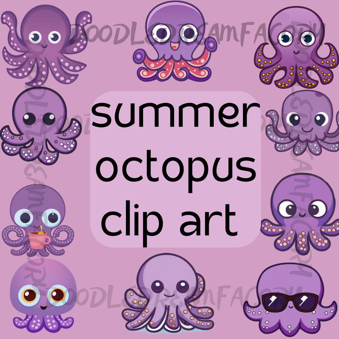 Kawaii Octupus Clipart, 10 Cute Octopus PNG, Baby Octopus Clipart ...