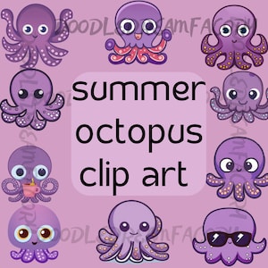 Kawaii Octupus Clipart, 10 Cute Octopus PNG, Baby Octopus Clipart ...