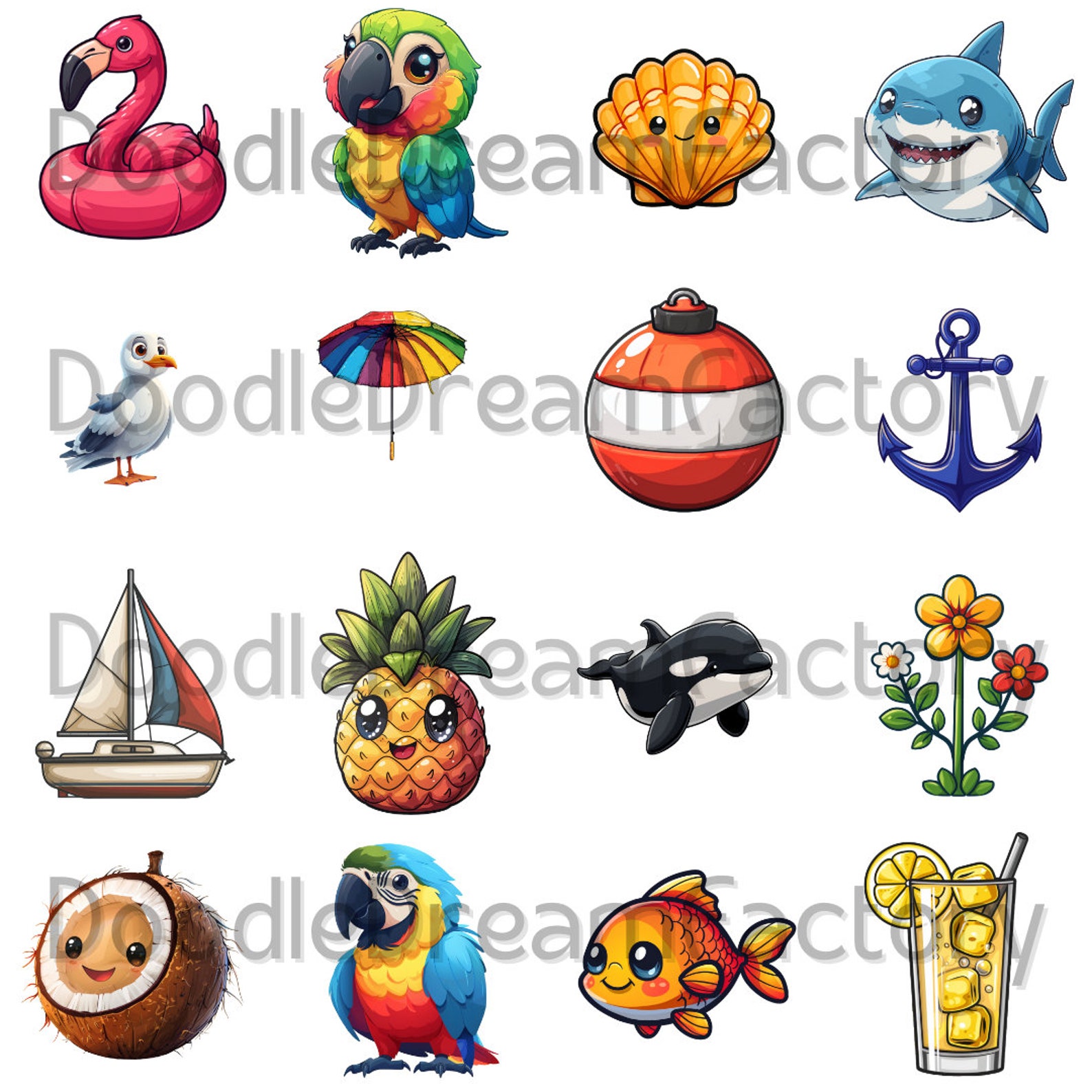 Tropical Summer Fun Clip Art- Sunny Days Digital Clipart Pack ...