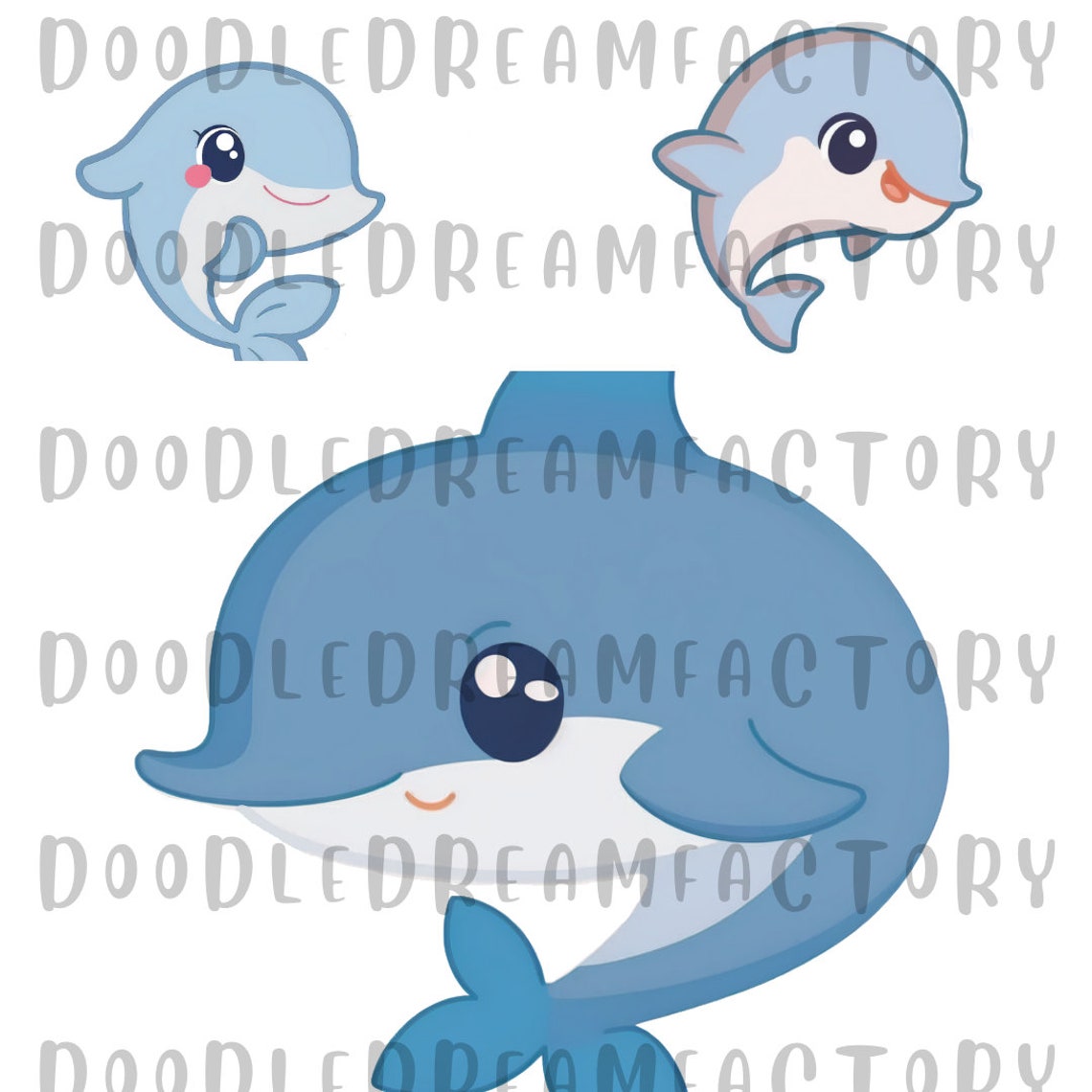 Dolphin Clipart Bundle: 10 PNG Ocean Friends - Kawaii Sea Animals Clip ...