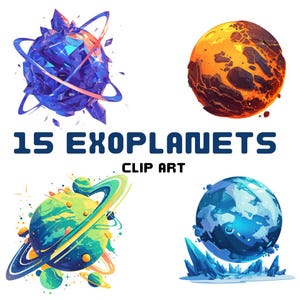 Planets 15 Clipart Set- Space Clip Art Commercial Use Clipart- Scrap ...