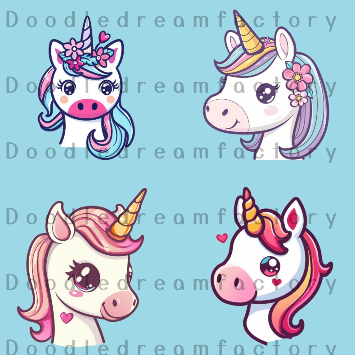 10 Adorable Unicorn Clip Art Set, Cute Unicorn PNG, Baby Unicorn Clip ...