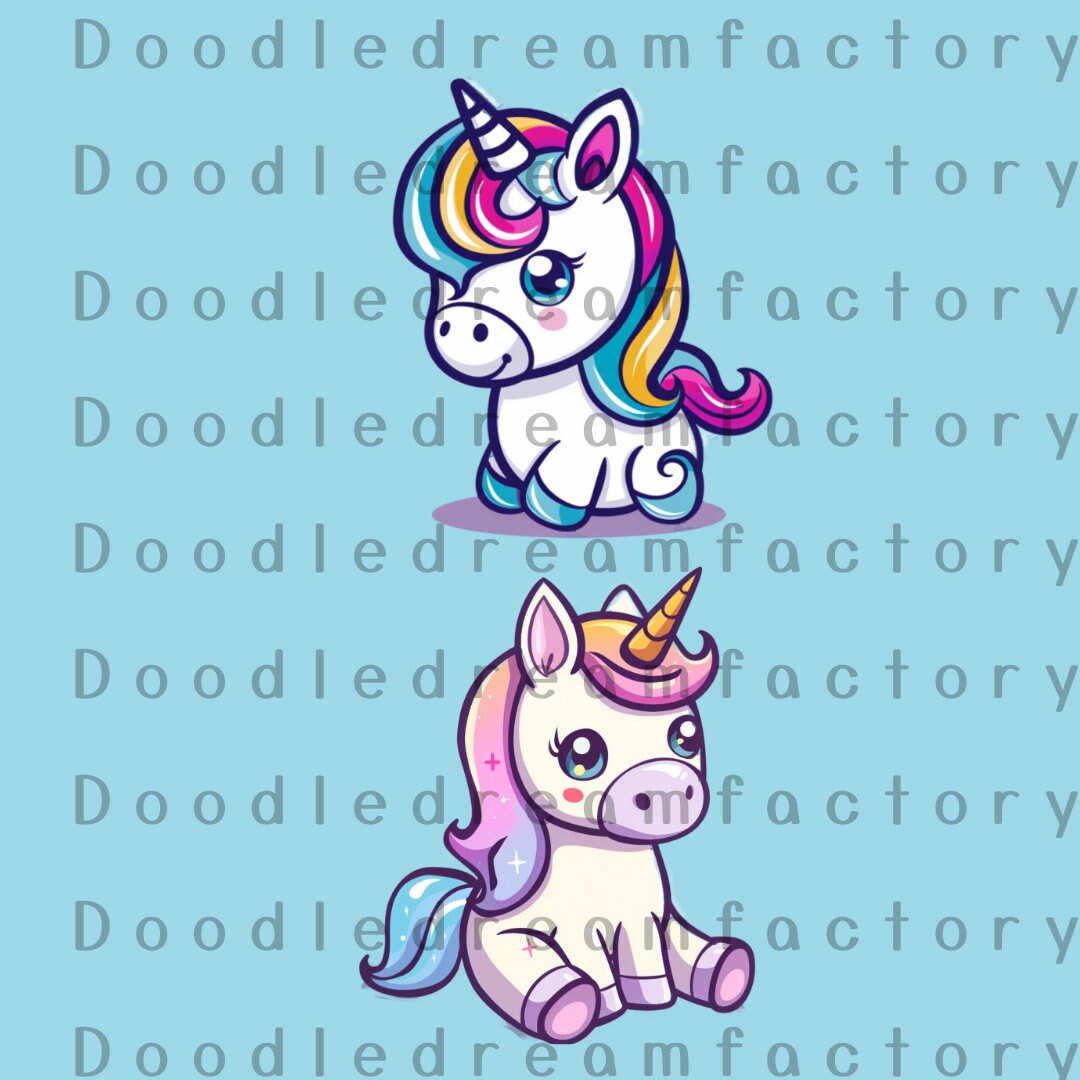 10 Adorable Unicorn Clip Art Set, Cute Unicorn PNG, Baby Unicorn Clip ...