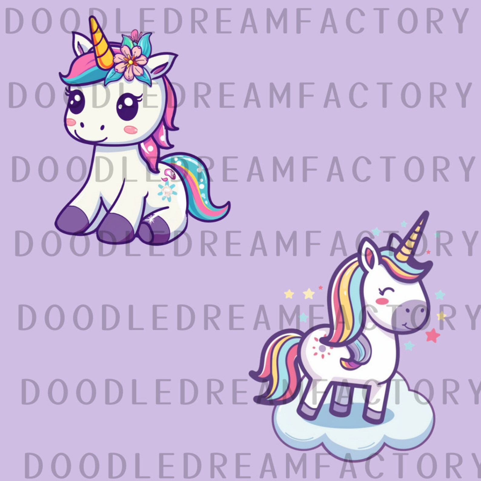 Unicorn Clip Art Bundle, 20 Adorable Unicorn Png, Cute Unicorn Set ...