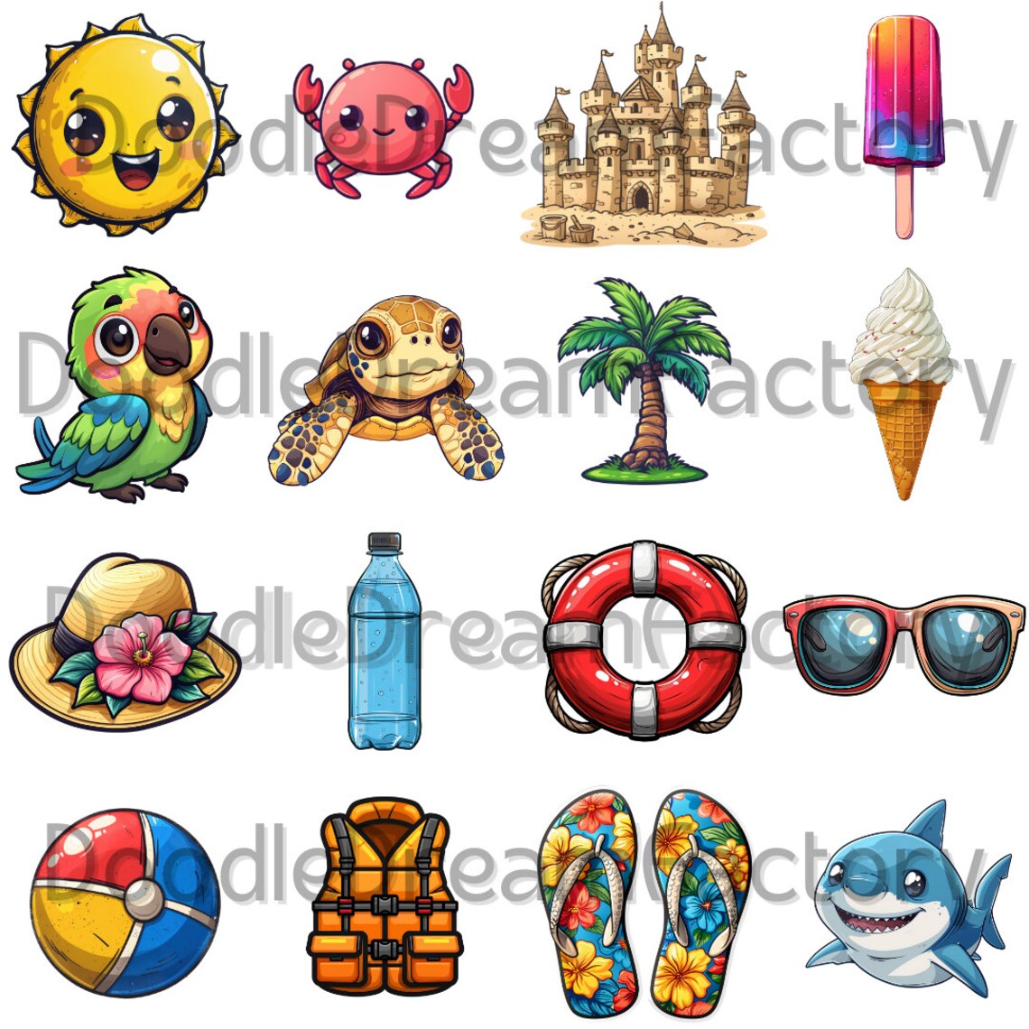 Tropical Summer Fun Clip Art- Sunny Days Digital Clipart Pack ...