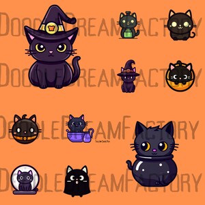 Halloween Cat Clip Art Collection -adorable Kawaii Clipart Set -pet ...