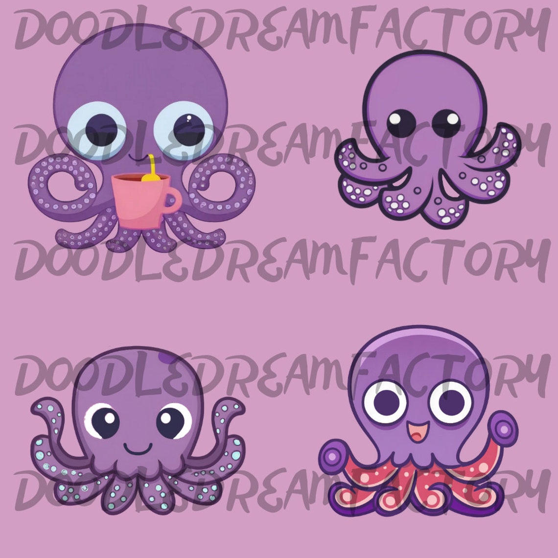 Kawaii Octupus Clipart, 10 Cute Octopus PNG, Baby Octopus Clipart ...