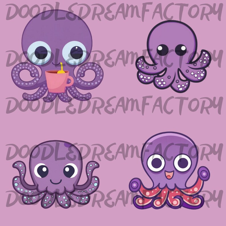 Kawaii Octupus Clipart, 10 Cute Octopus PNG, Baby Octopus Clipart ...