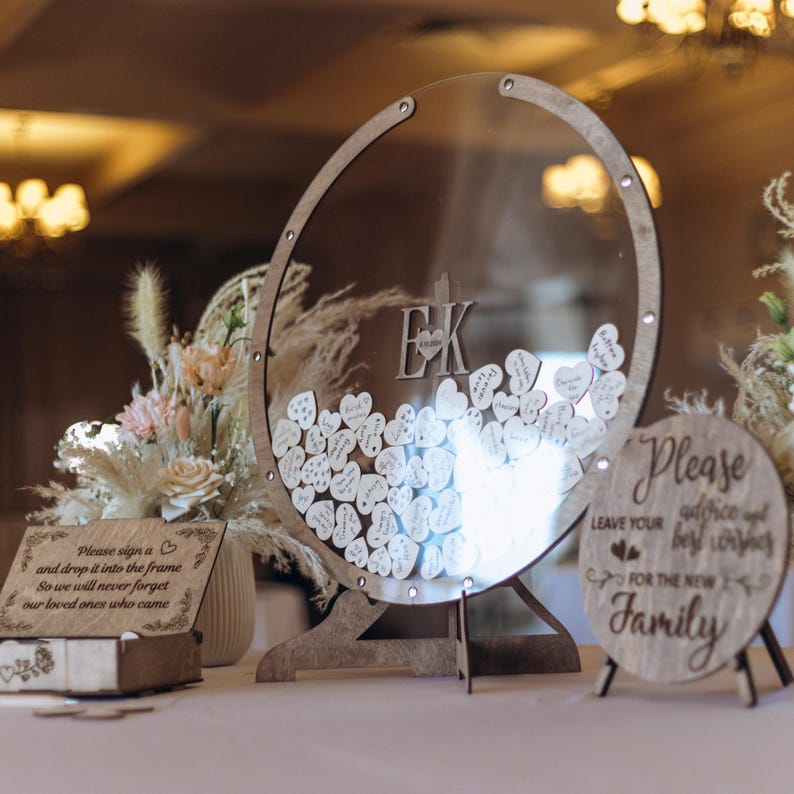 Personalized Wedding Guest Book Alternative: Circle Drop Box Frame ...