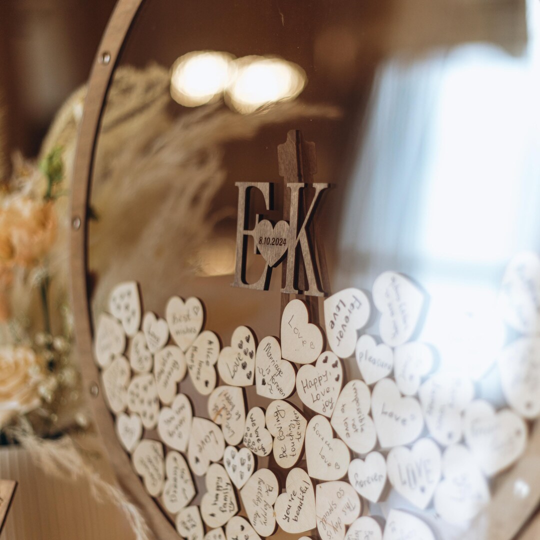 Personalized Wedding Guest Book Alternative: Circle Drop Box Frame - Etsy