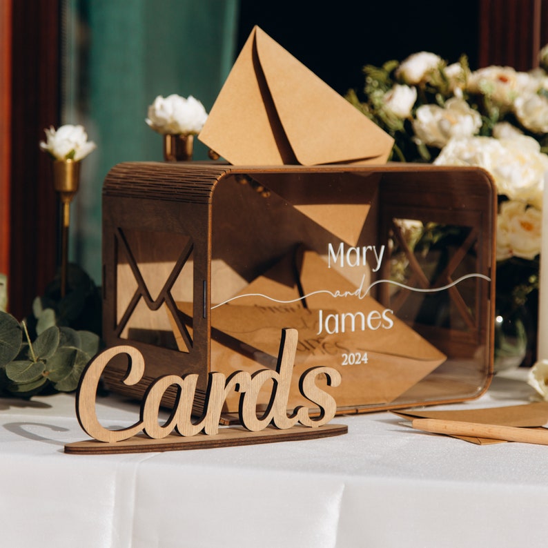 Rustic Wedding Card Box, Personalized Reception Decor, Acrylic Gift ...