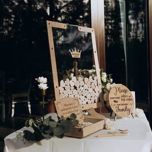 Drop Top Frame With Hearts, Wedding Gift, Rustic Wedding Guest Book ...