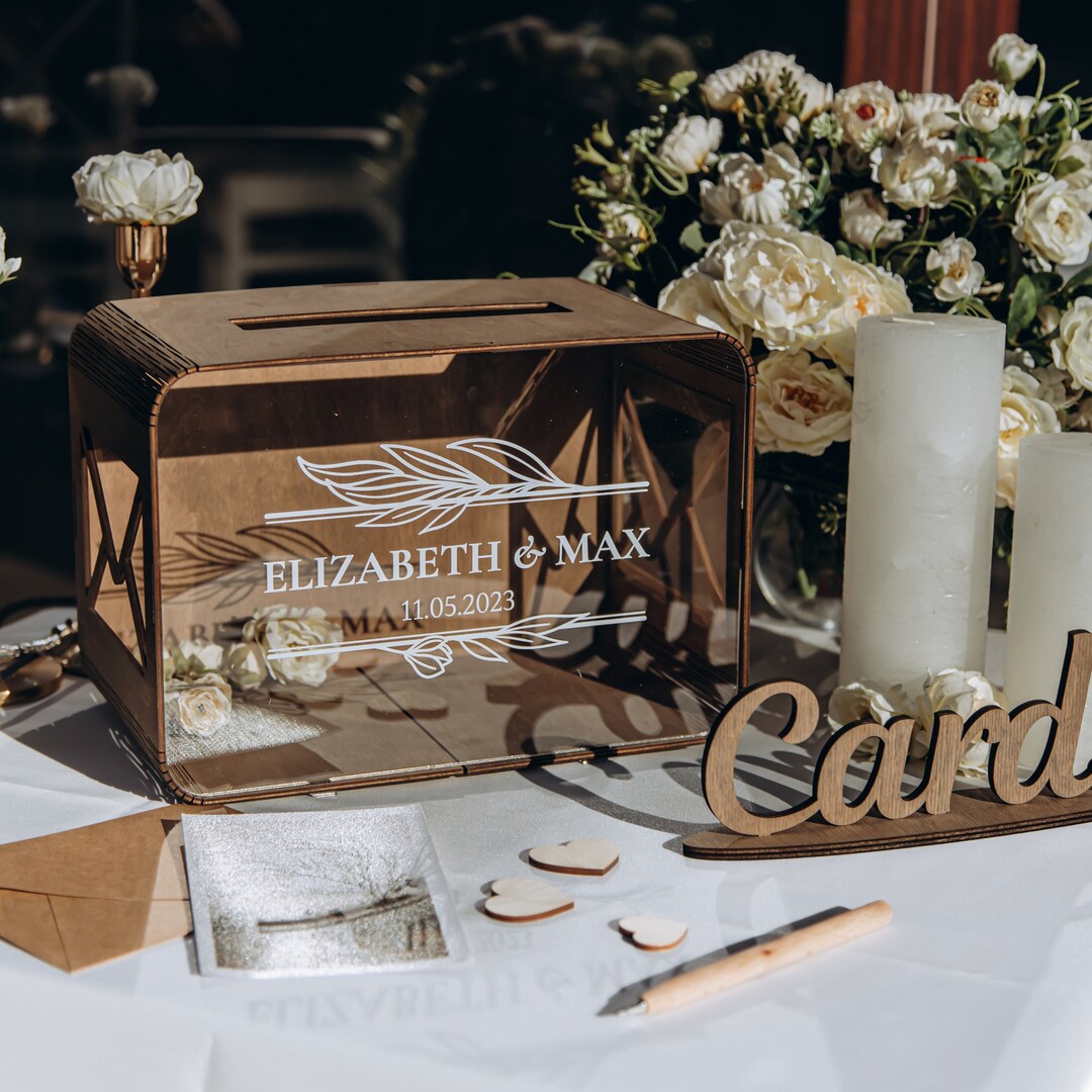 Personalized Acrylic Card Box With Slot, Wedding and Engagement Gift ...