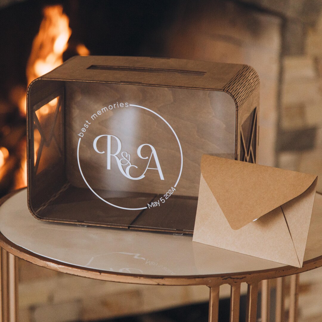 Rustic Wedding Card Box, Personalized Reception Decor, Acrylic Gift ...