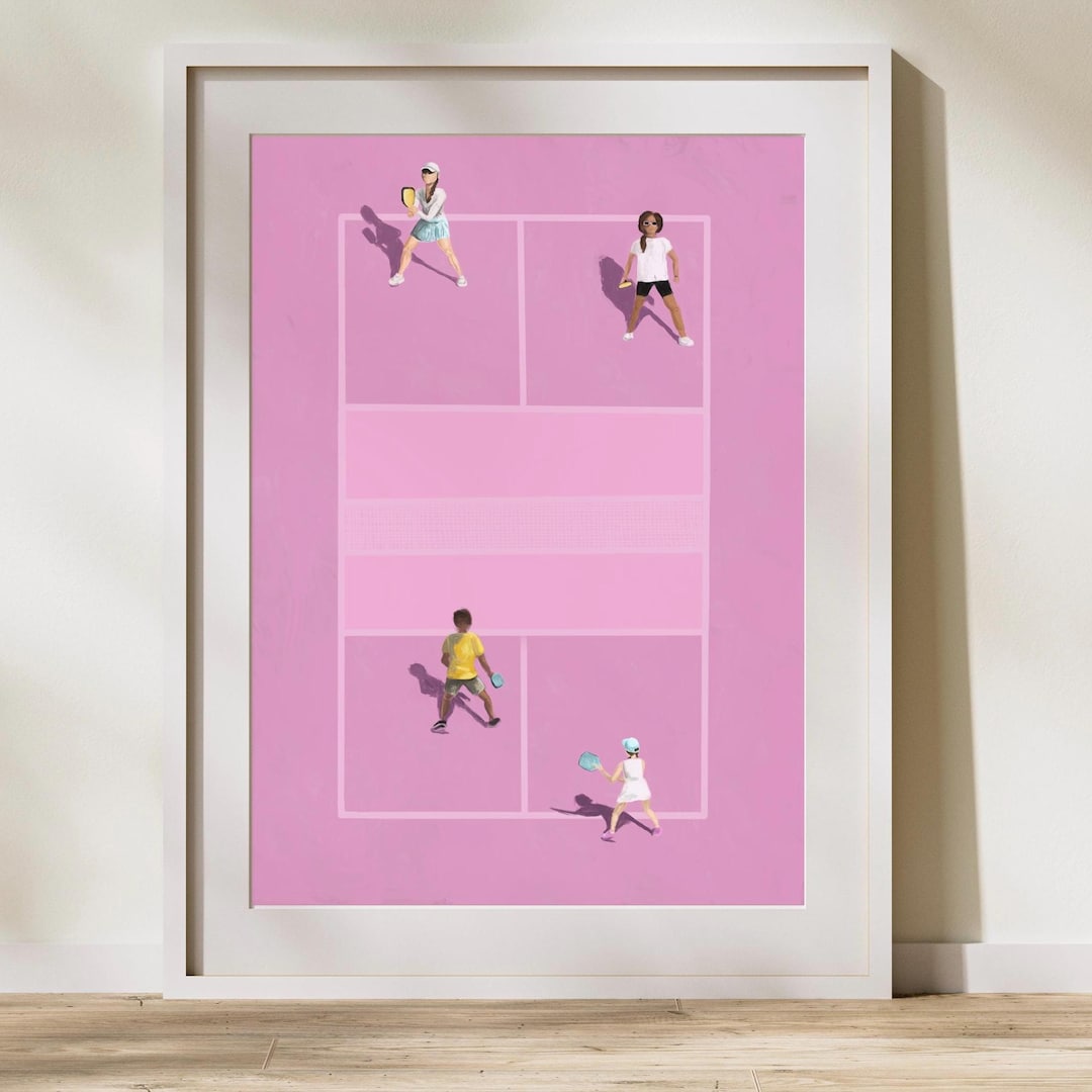 Pink Pickleball Art Print, Sports Wall Decor, Dowloadable Art, Vintage ...