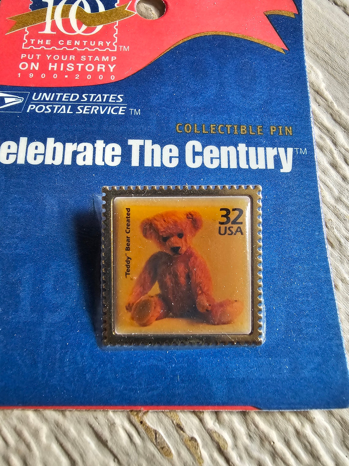 USPS Celebrate the Century Collectible Stamp Pin Vintage 1998 Teddy ...