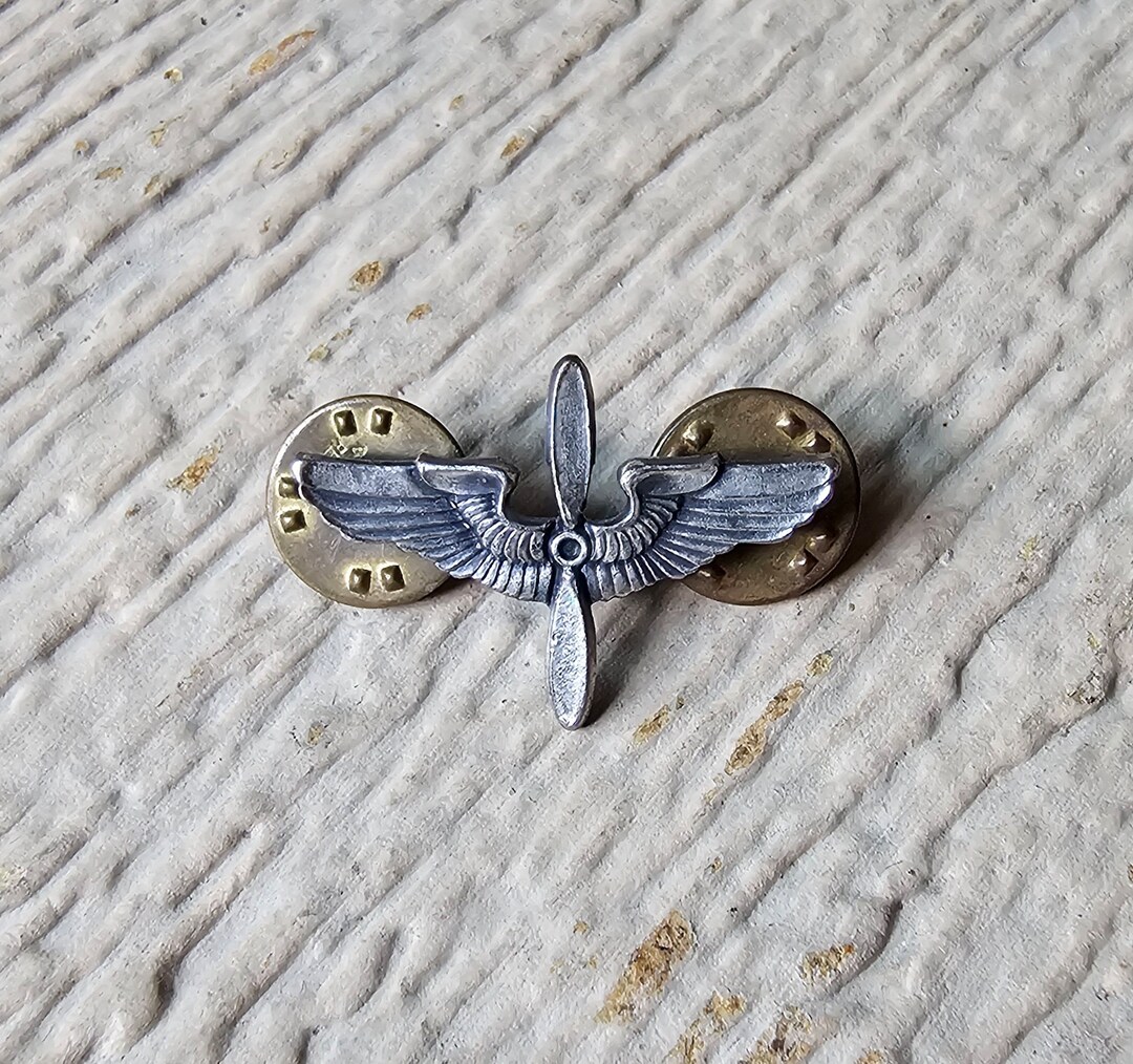 WW2 Army Air Corps Aviation Cadet Pilot Wings Insignia Pin Silver Tone ...