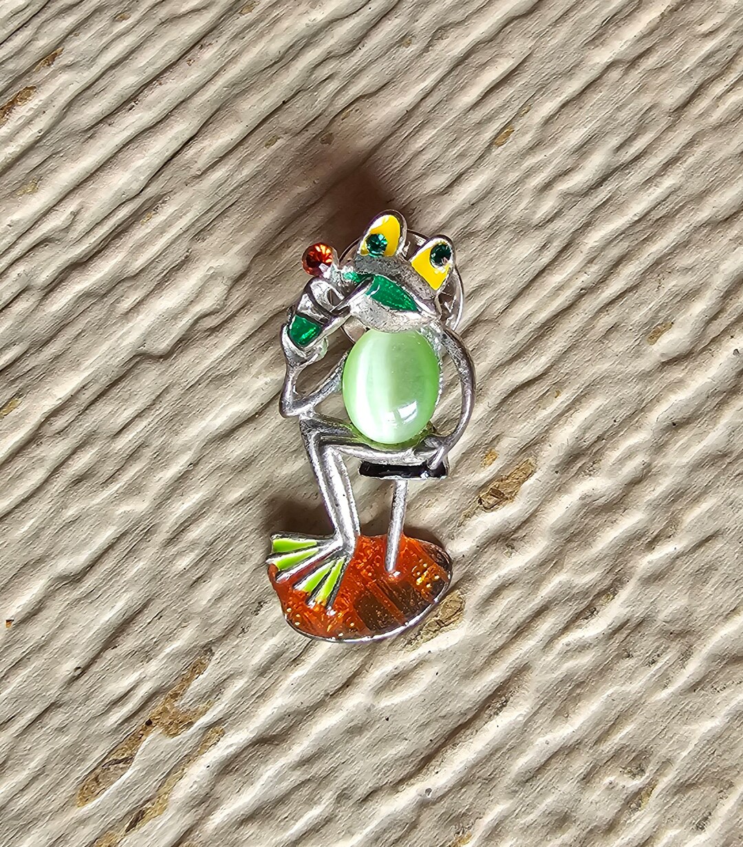 Adorable Frog With a Jeweled Belly Sitting on a Stool Sipping on a ...