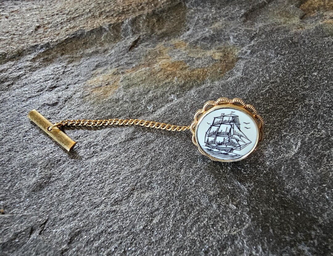 Vintage Nautical Sail Ship Boat Tie Tack Lapel Pin - Etsy