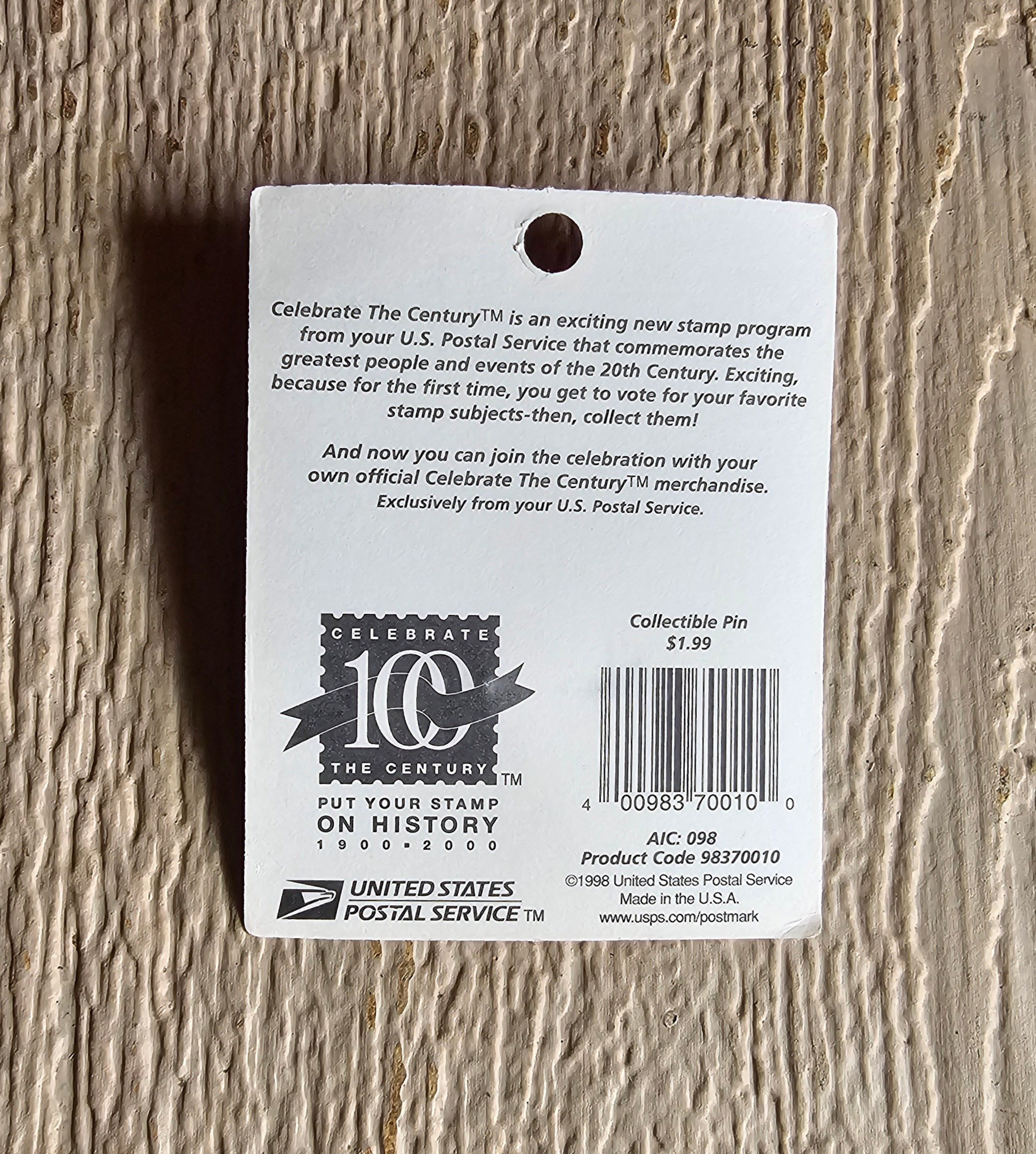 USPS Celebrate the Century Collectible Stamp Pin Vintage 1998 Teddy ...