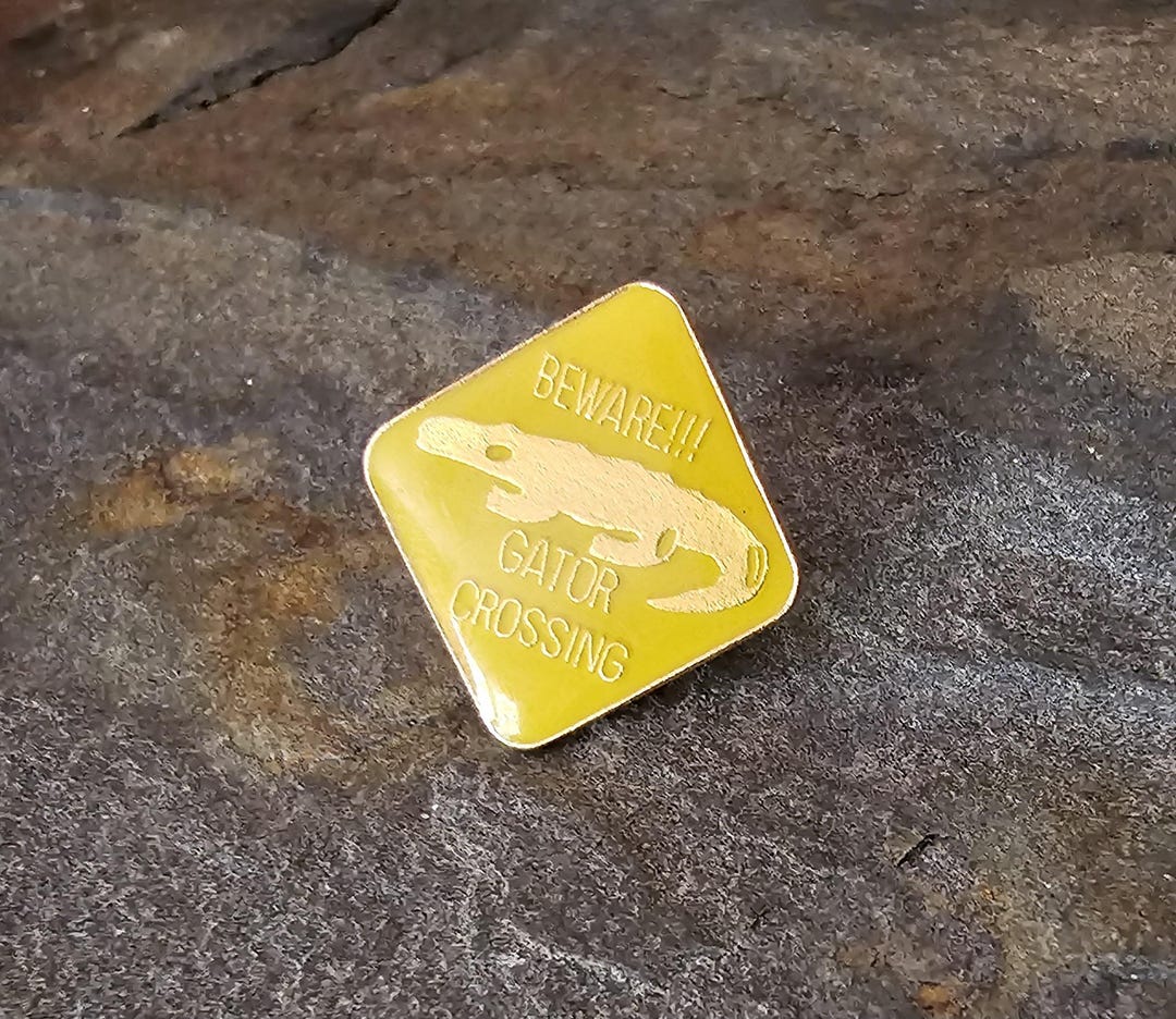 Vintage Yellow Beware Gator Crossing the Road Lapel Hat Pin - Etsy