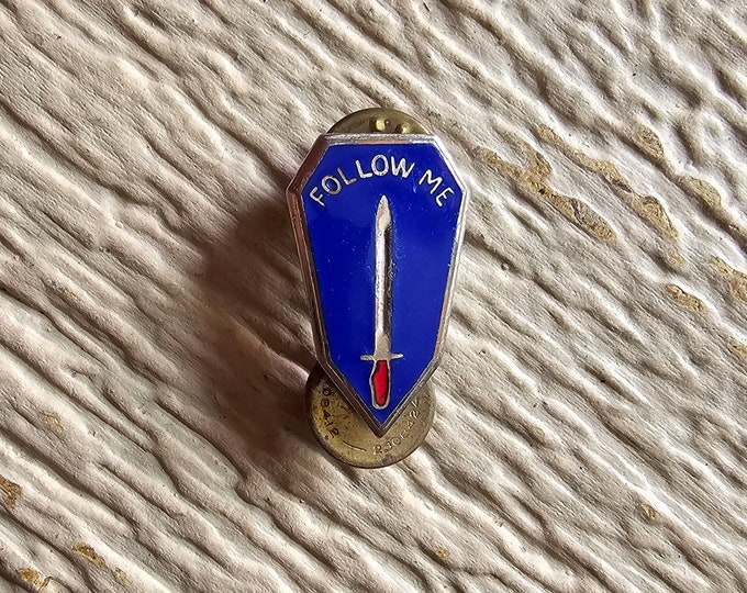 Vintage FOLLOW ME Army Unit Coat of Arms Fort Benning Infantry School ...