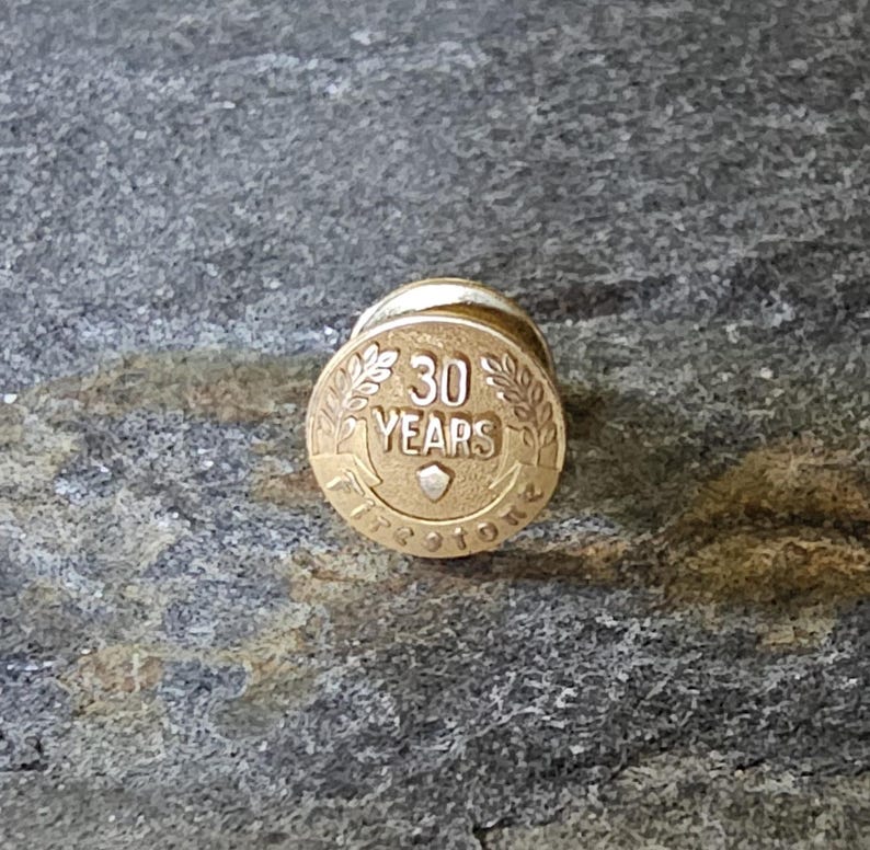 Vintage Firestone 1/10 10k 30 Year Employee Recognition Gold Hat Lapel ...