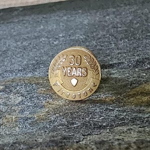 Vintage Firestone 1/10 10k 30 Year Employee Recognition Gold Hat Lapel ...