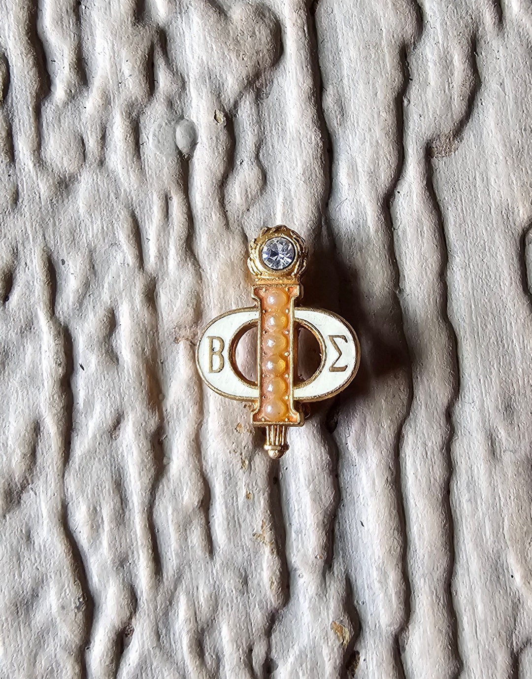 Vintage Beta Sigma Phi Sorority Fraternity Brooch Pin Seed Pearls ...