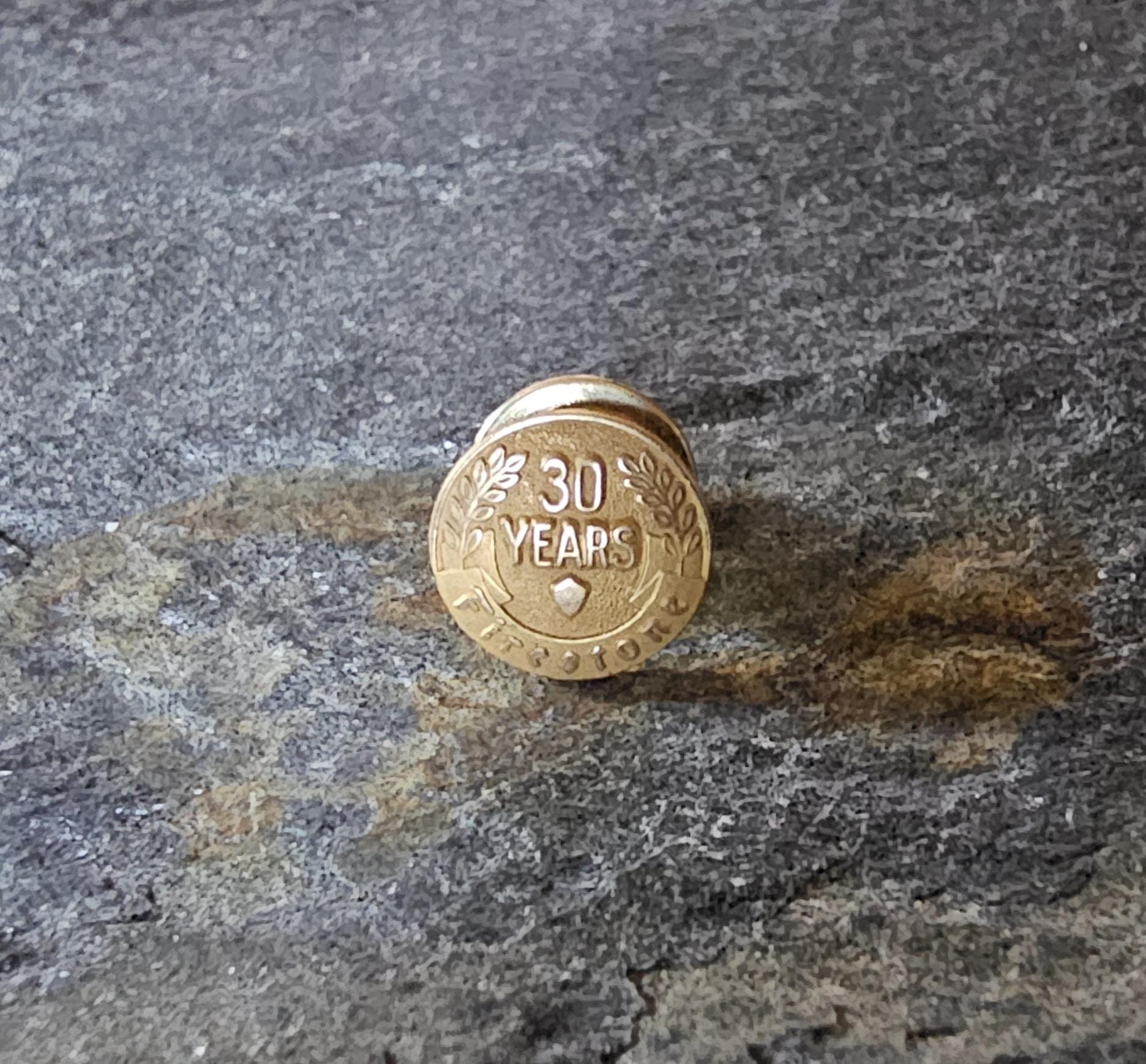 Vintage Firestone 1/10 10k 30 Year Employee Recognition Gold Hat Lapel ...